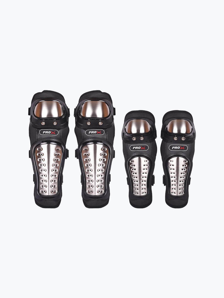 Pro X Stainless Steel Knee And Elbow Guards For Bike Riders