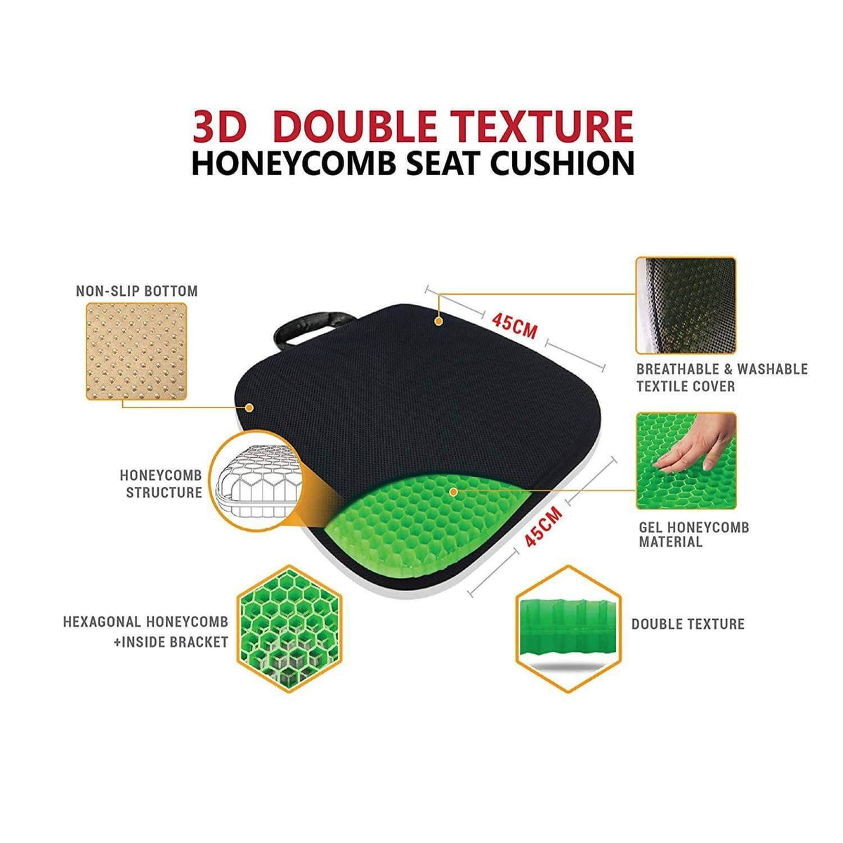 Ctrack Nxt 3D Double Texture Honeycomb Seat Cushion For Car and Home