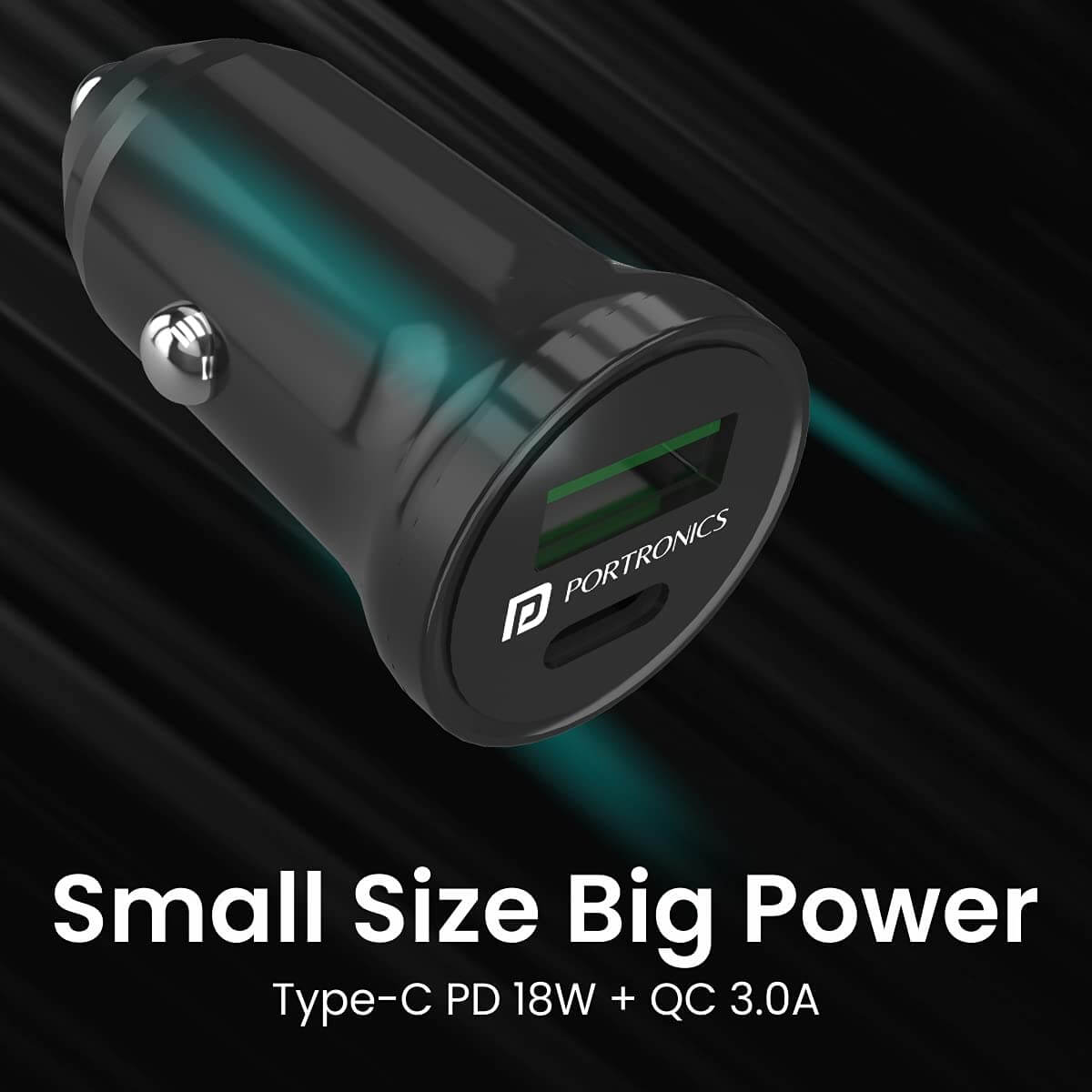 Powerful Portronics Car Charger (Dual Output Ports)